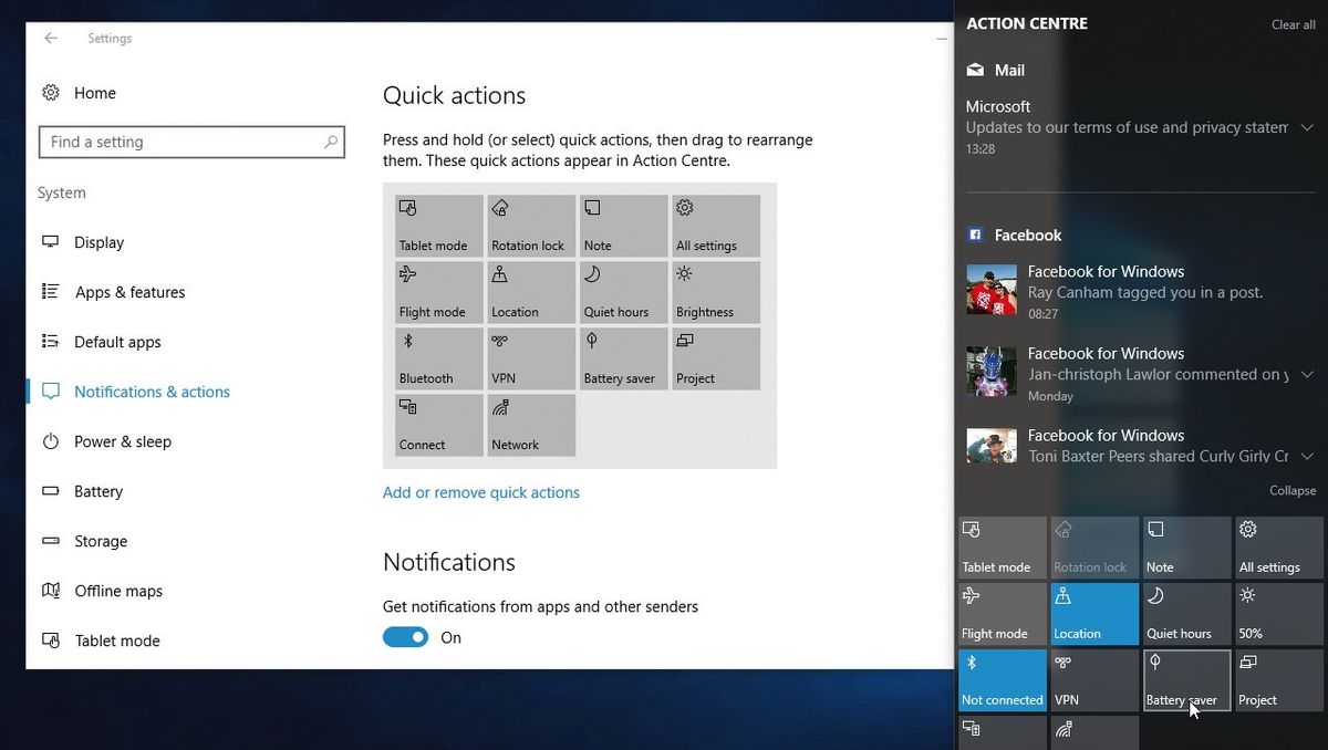 How to use Windows 10 Anniversary update's improved Action Center ...
