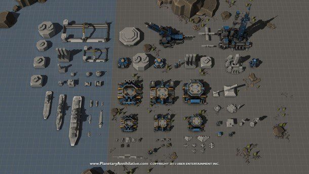Planetary Annihilation screenshots show buildings, units, unit cannon ...