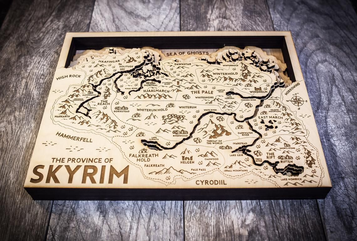 These handcrafted wood maps of video game worlds are excellent | PC Gamer