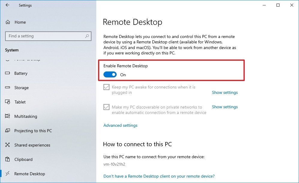 How to use Remote Desktop app to connect to a PC on Windows 10 ...