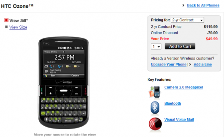 Verizon HTC Ozone available online now | Windows Central