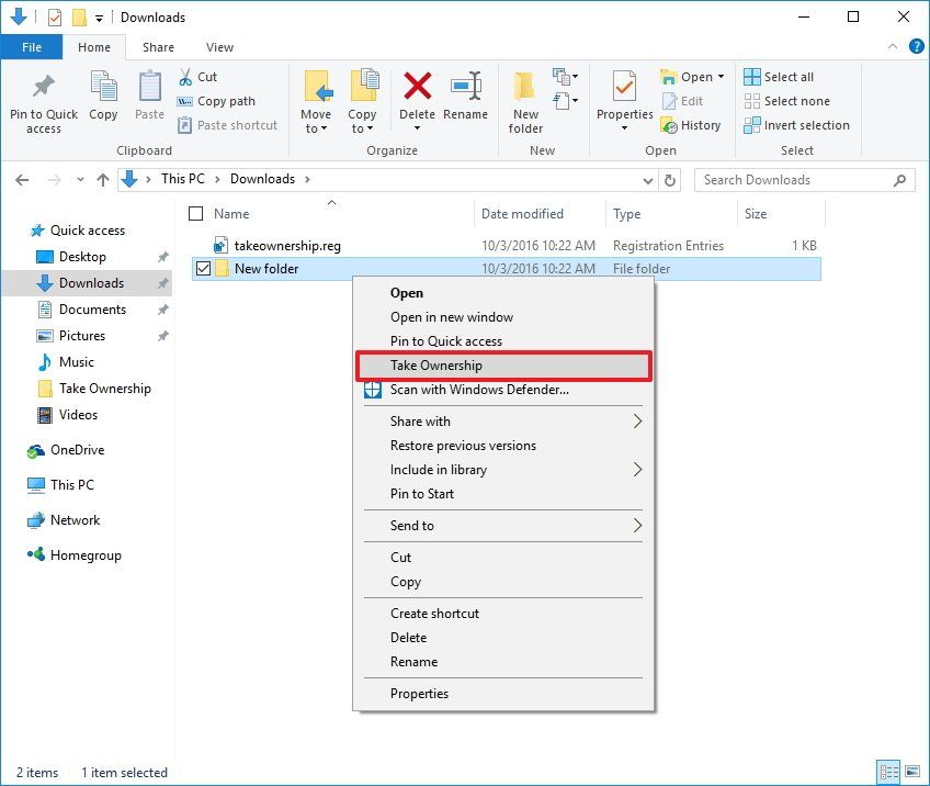 How to take ownership of files on Windows 10 with a right-click ...