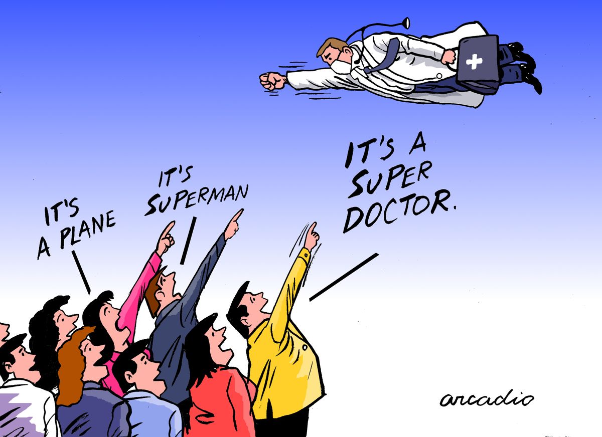 Editorial Cartoon World Super doctor superman hero | The Week