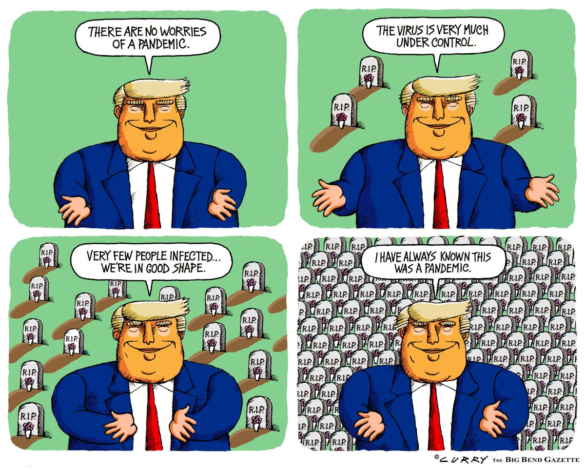 Political Cartoon U.S. Trump press briefing coronavirus deaths | The Week