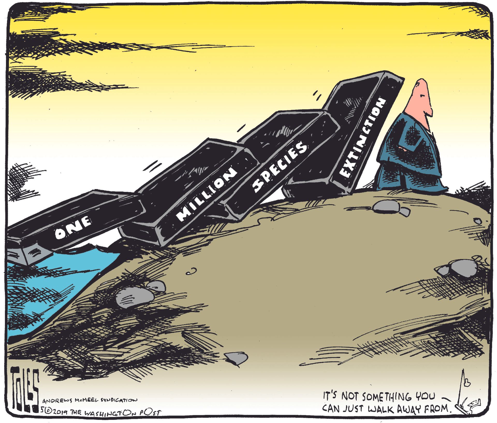 Political Cartoon U.S. Mass Species Extinction Trump Domino Effect ...