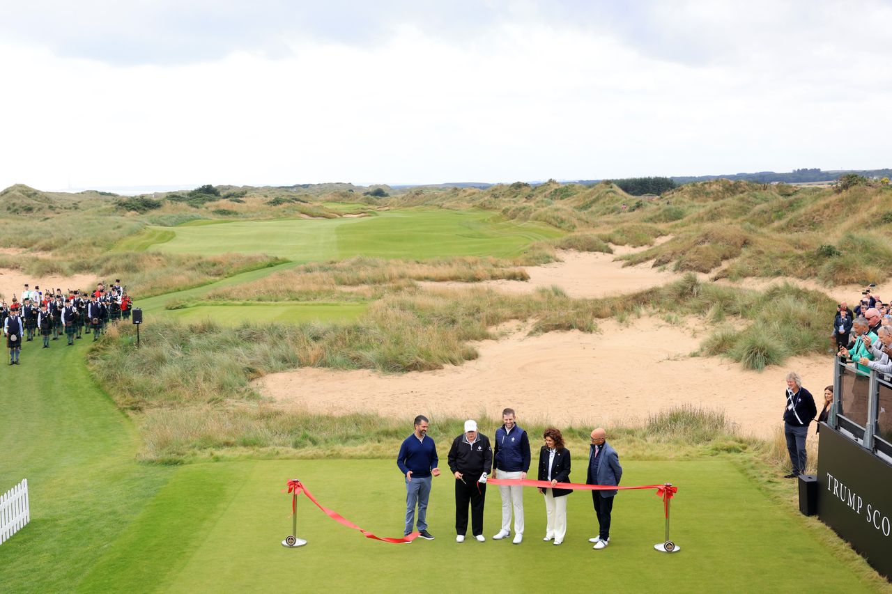 President Trump Hits Ceremonial Tee Shot To Open New Scottish Links ...