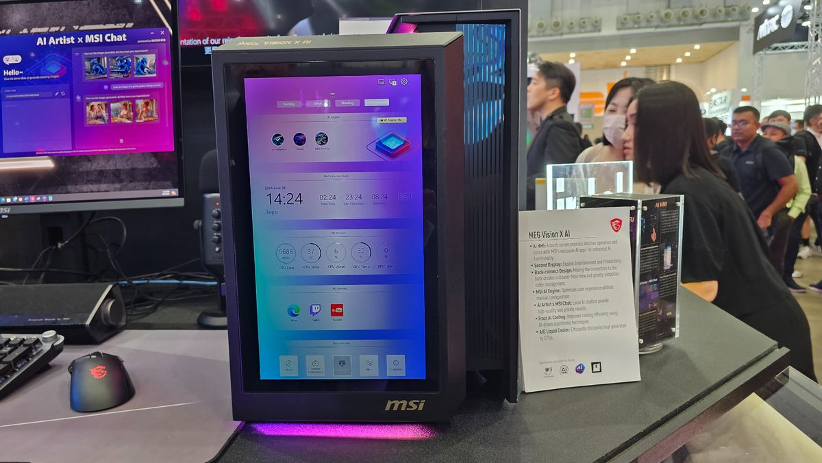 AI-focused MSI desktop has a 1080p touch screen built into the front of ...
