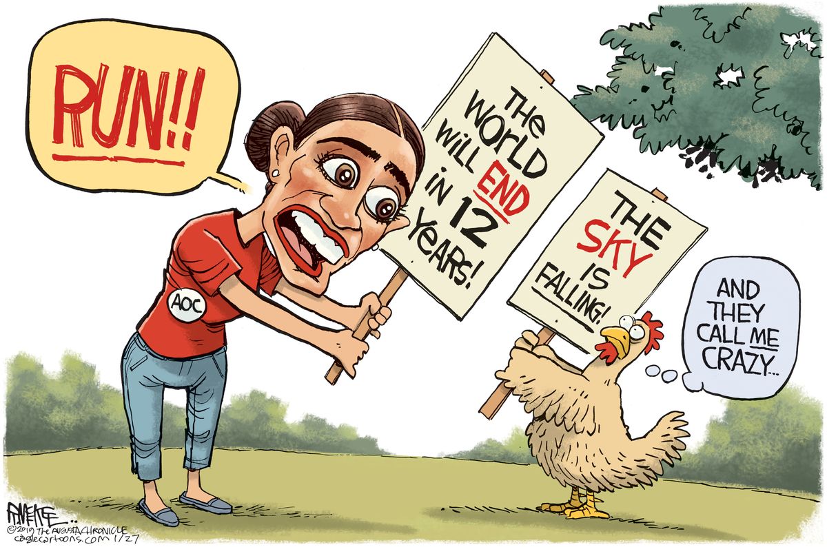 Political Cartoon U.S. Alexandria Ocasio-Cortez world ending chicken ...
