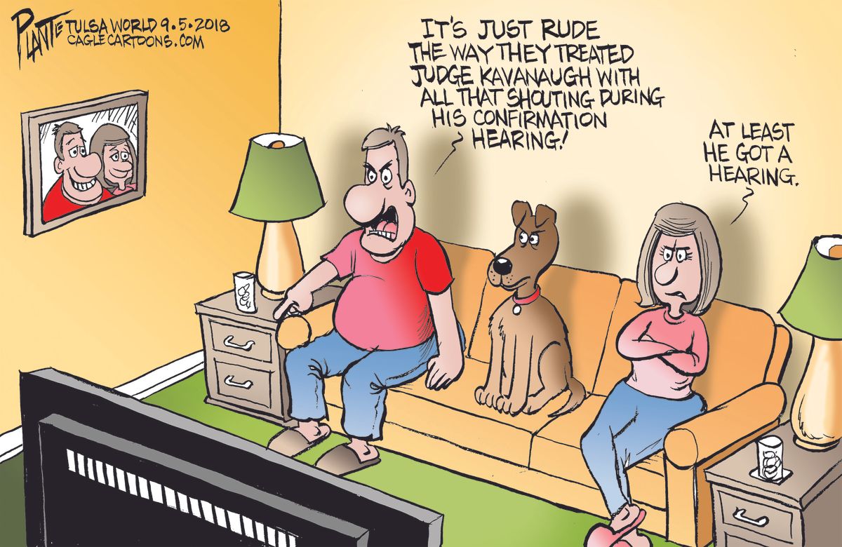 Political cartoon U.S. Brett Kavanaugh hearing Merrick Garland | The Week Political cartoon U.S. Brett Kavanaugh hearing Merrick Garland | The Week