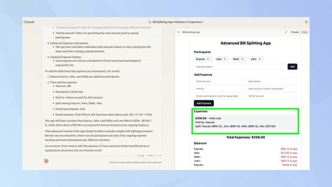 With Claude you can create a custom check-splitting app | Tom's Guide