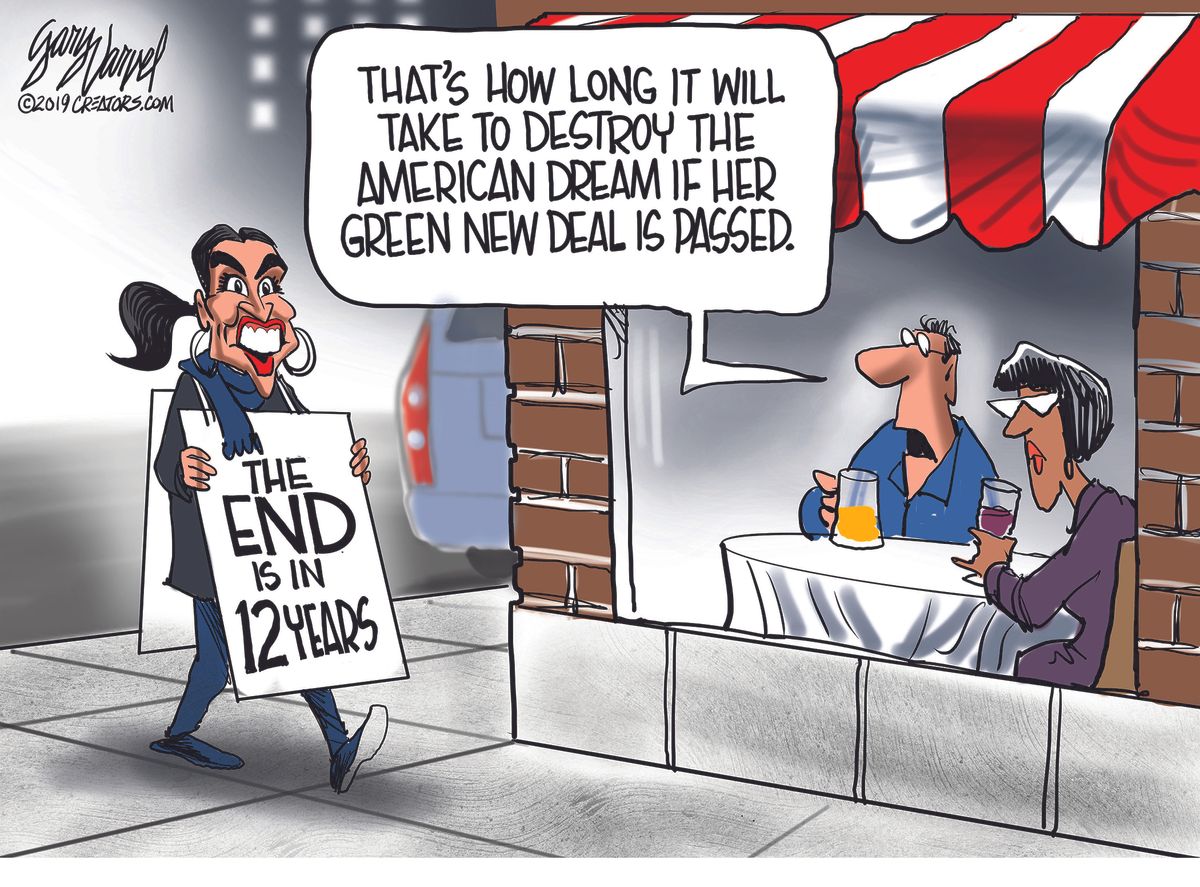 Political Cartoon U.S. Alexandria Ocasio Cortez Green New Deal Climate ...
