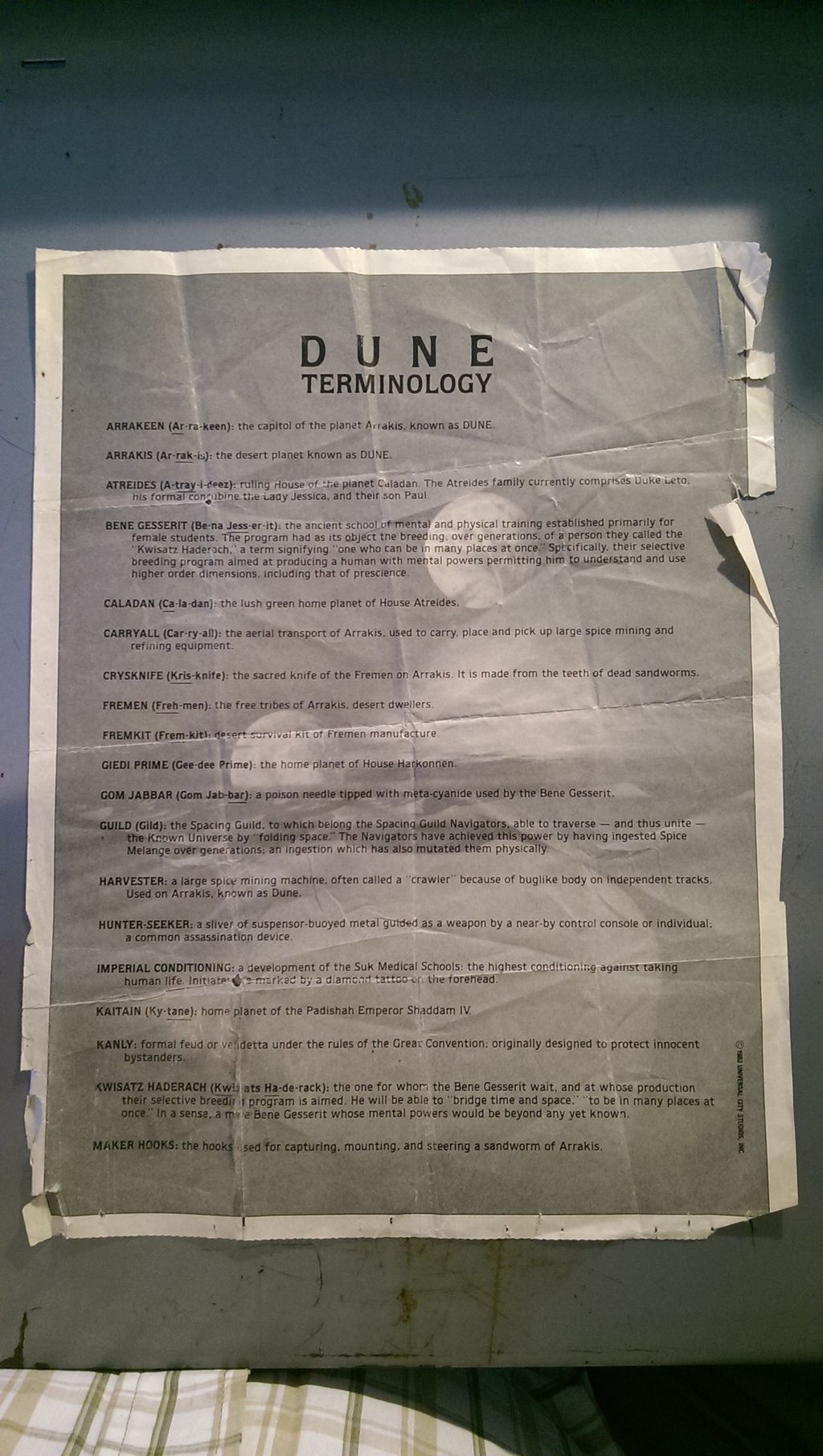 See The Original Dune Handout That 'Helped' Fans Follow Along | Cinemablend