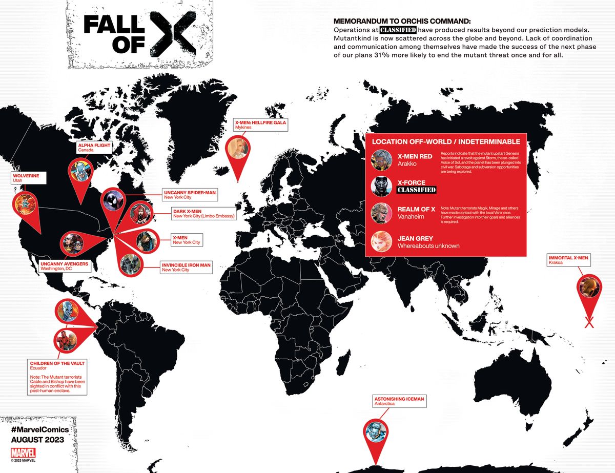 Fall of X scatters mutants to the winds - so Marvel has created a map ...