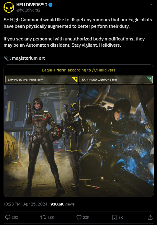 Helldivers 2 devs confirm that, no, trimming 'excess leg space in the ...