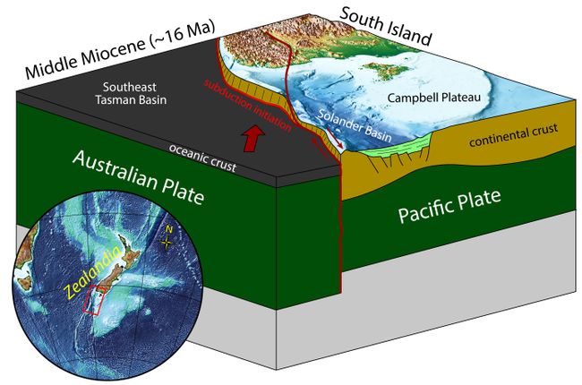 A hidden continent birthed a new subduction zone near New Zealand ...