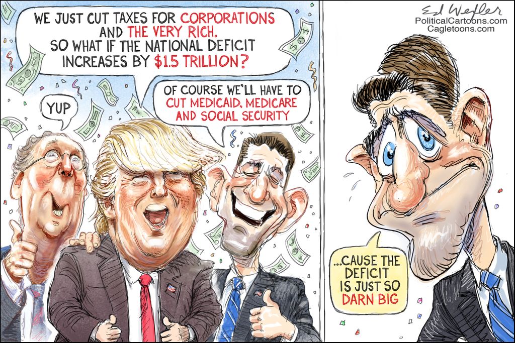 Political cartoon U.S. Trump economy GOP Paul Ryan McConnell | The Week