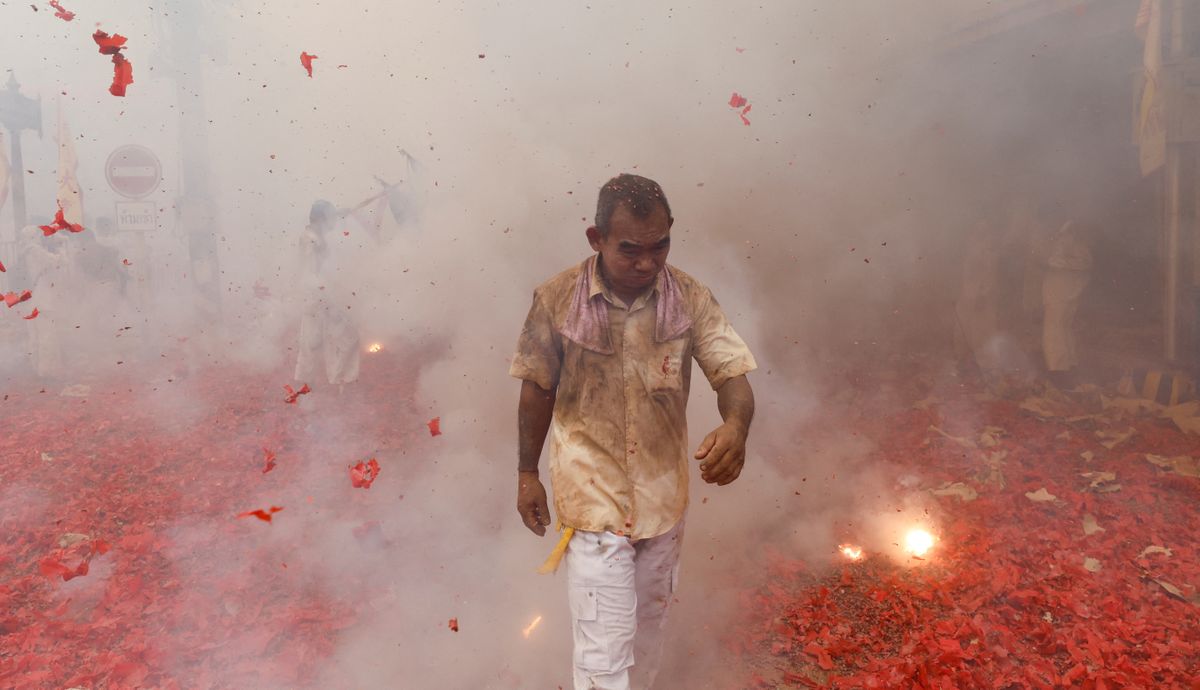 Bursting firecrackers, a human tower, and more | The Week