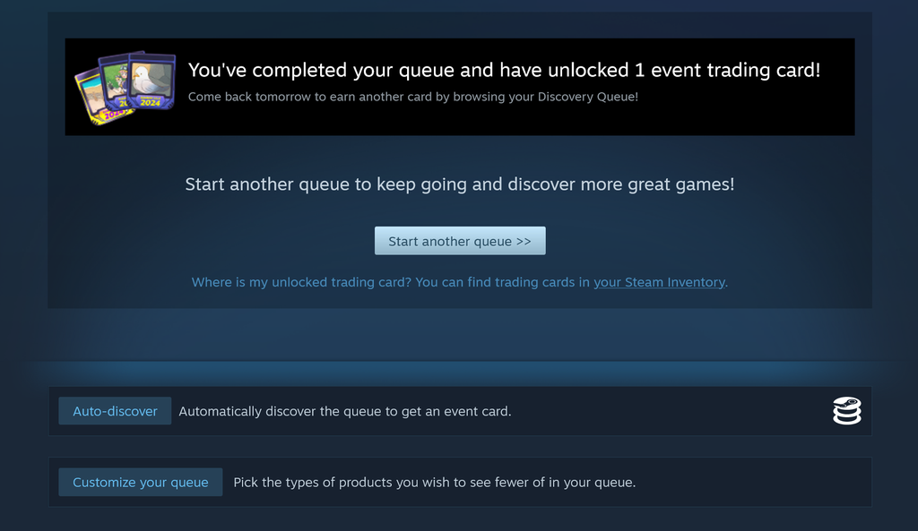 SteamDB's browser extension now lets you claim Steam discovery queue rewards without actually ...