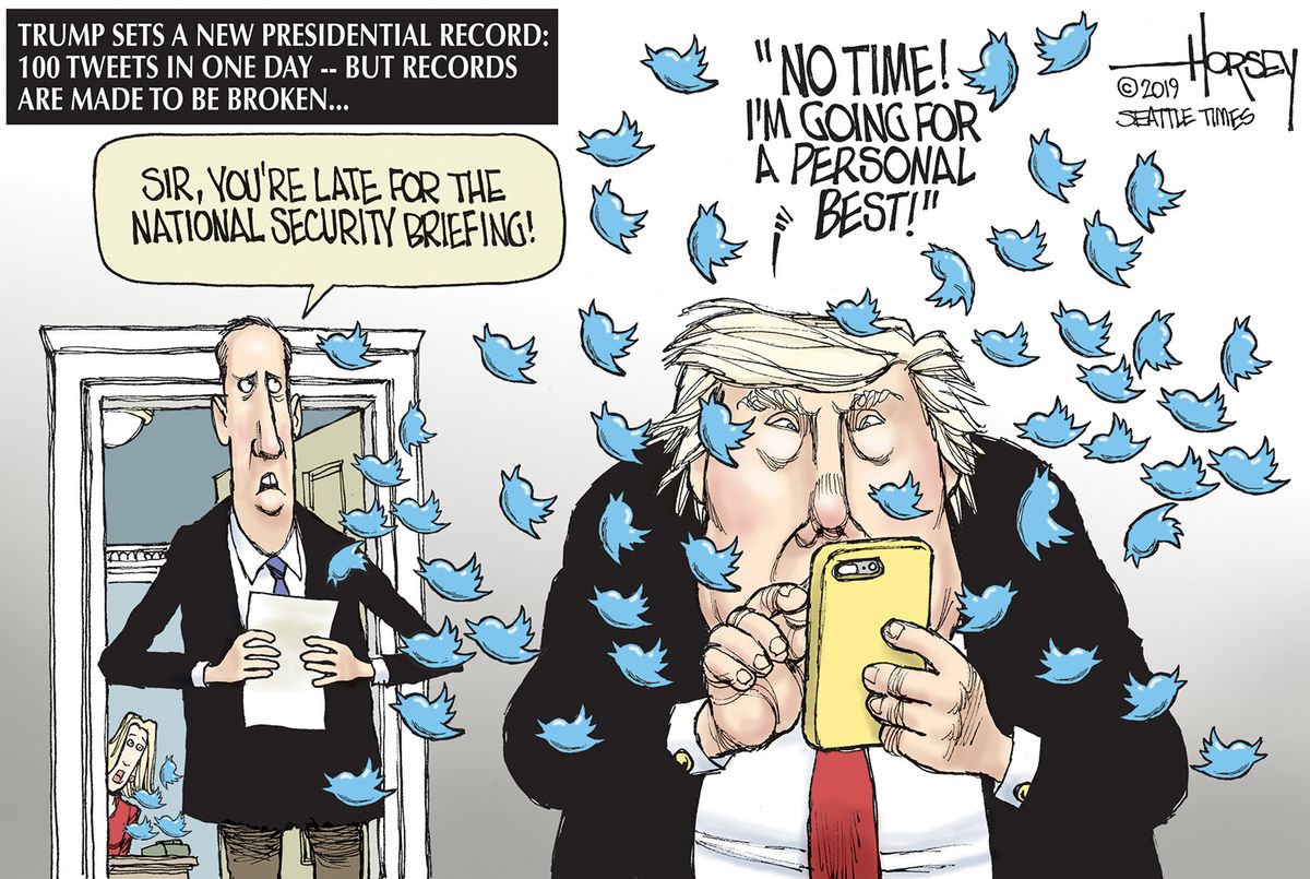 Political Cartoon U.S. Trump Tweet Record | The Week