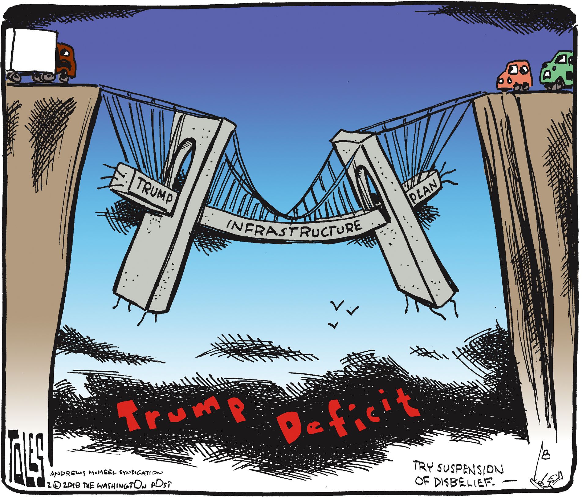 Political cartoon U.S. Trump infrastructure plan deficit | The Week