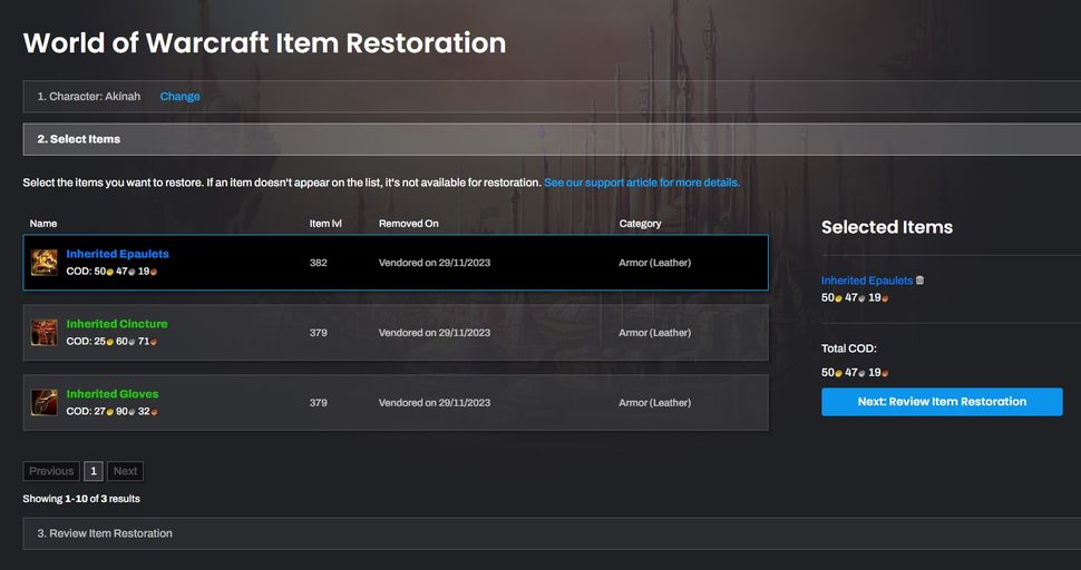 WoW item restoration: How it works | PC Gamer