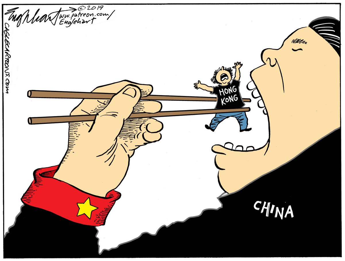 Political Cartoon China Eats Hong Kong Protests | The Week