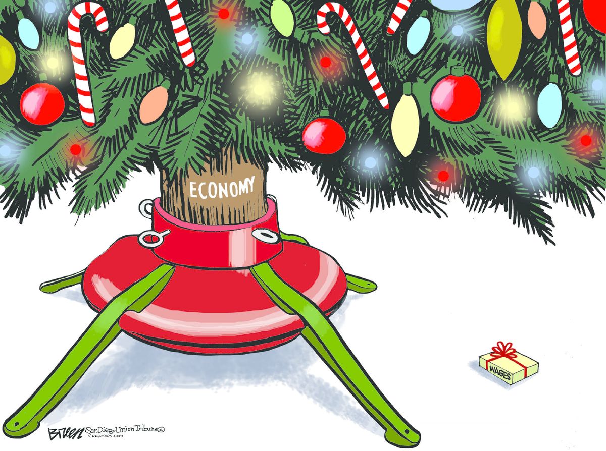 Political cartoon U.S. Christmas economy wages | The Week