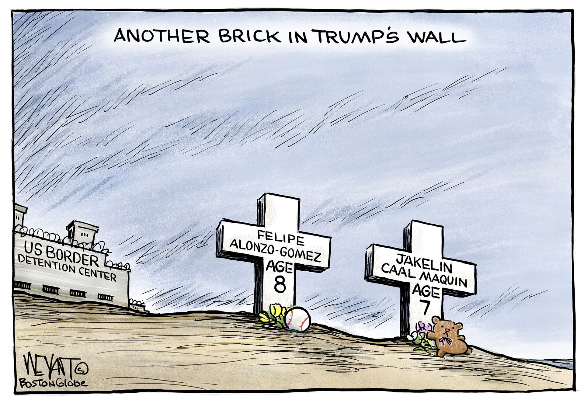 Political cartoon U.S. Trump family separation immigrant child deaths ...