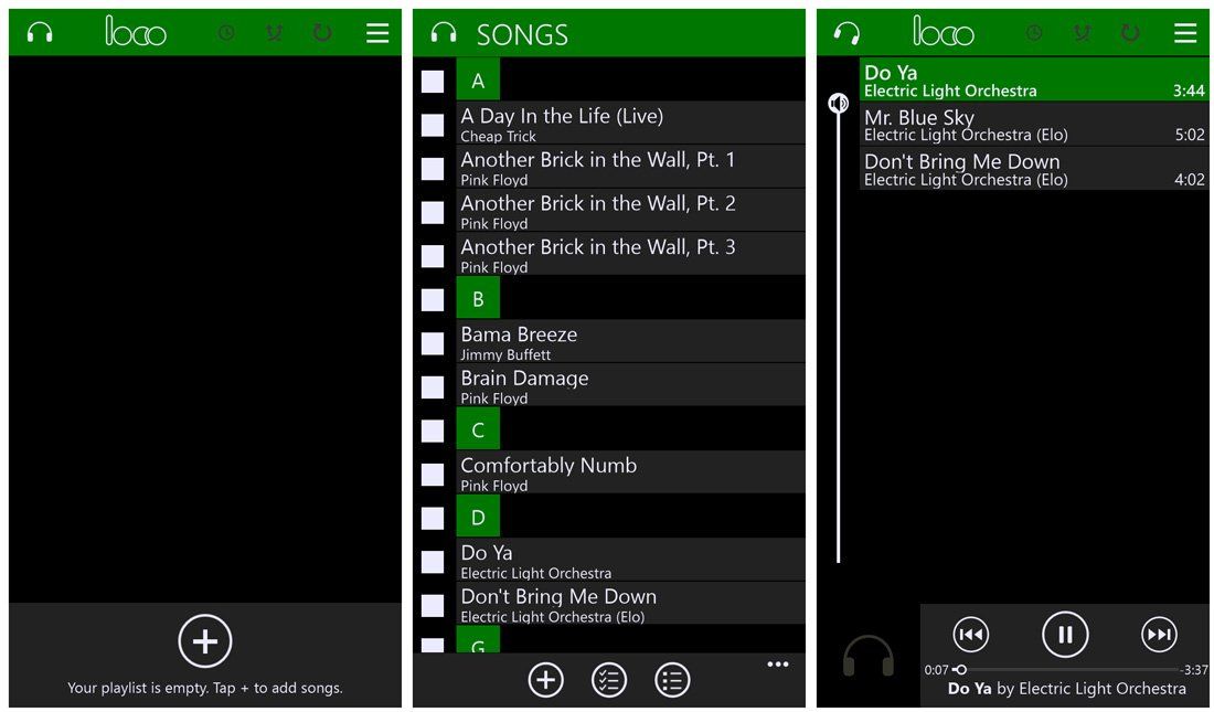 Loco Music Player for Windows Phone– playlist oriented and full of ...