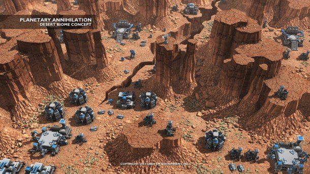 Planetary Annihilation screenshots show buildings, units, unit cannon ...