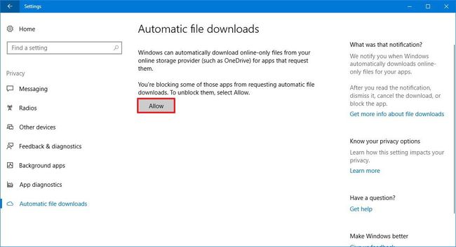 How to unblock apps to download files stored in the cloud on Windows 10 ...