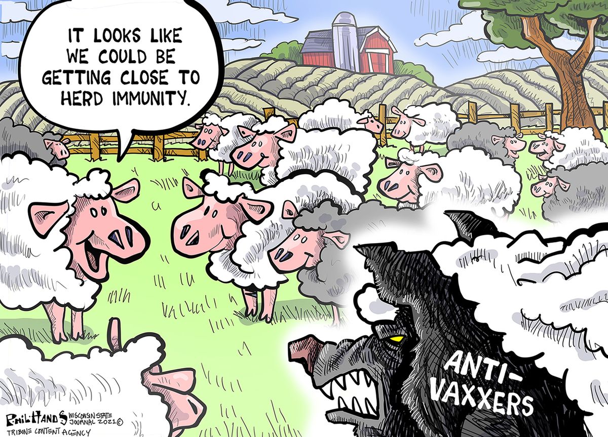 Editorial Cartoon U.S. herd immunity anti vaxxers covid | The Week