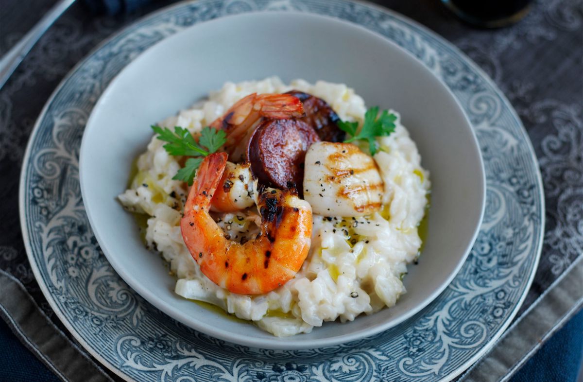 Char-grilled seafood risotto | Italian Recipes | GoodtoKnow
