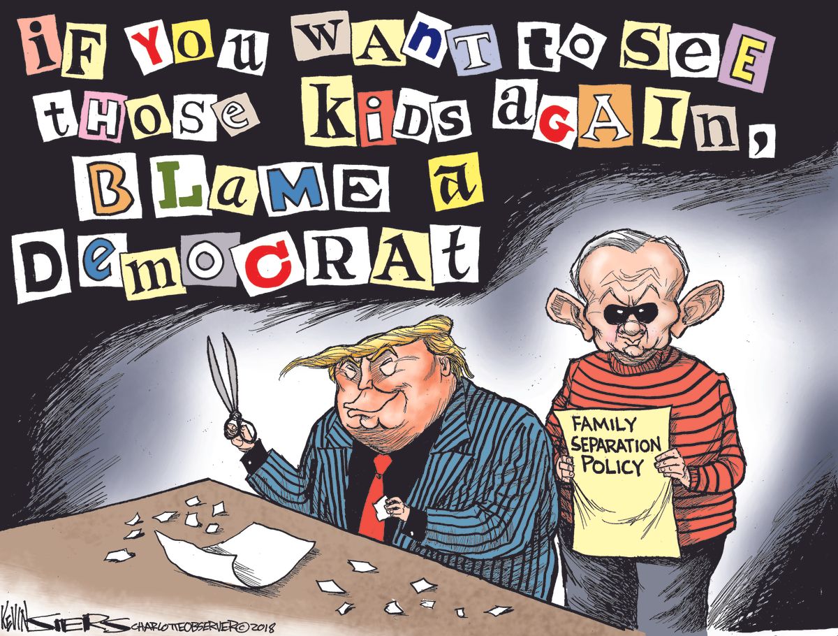 Political cartoon U.S. immigration policy children family separation ...