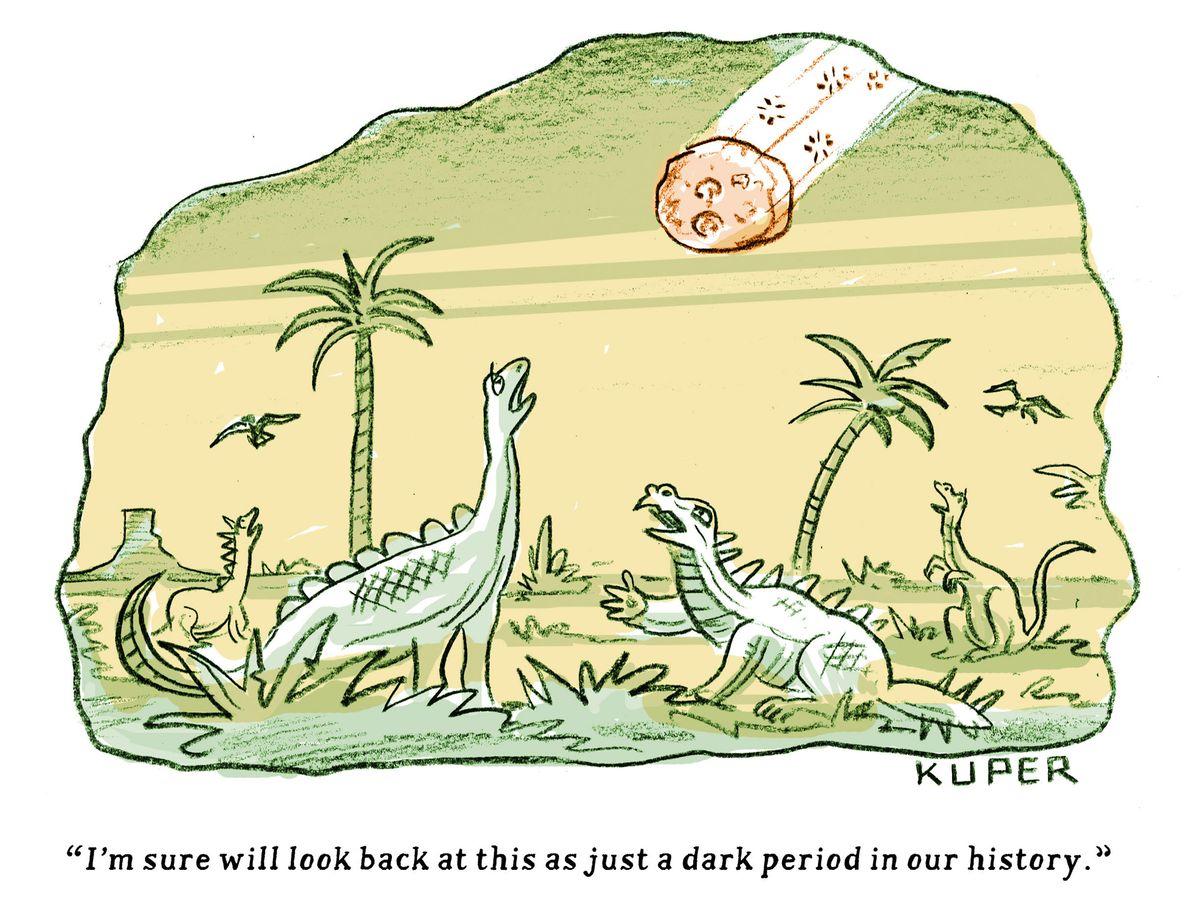 Editorial Cartoon World Trump dinosaurs climate change meteors ...