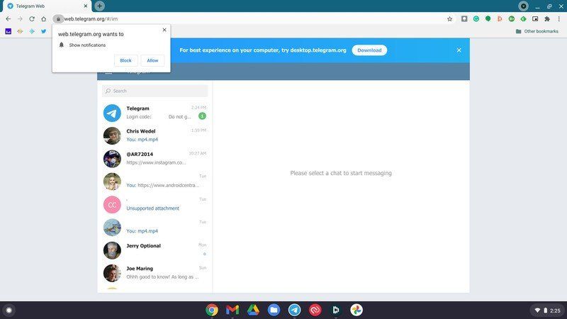 How To Use The Telegram Messaging App On A Chromebook Or Tablet Android Central