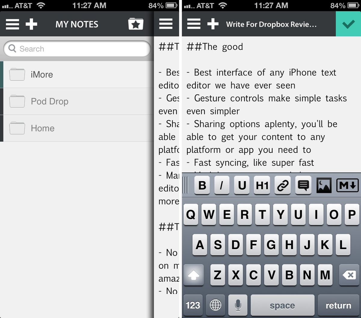 Write for Dropbox lets you create notes on your iPhone quickly and ...