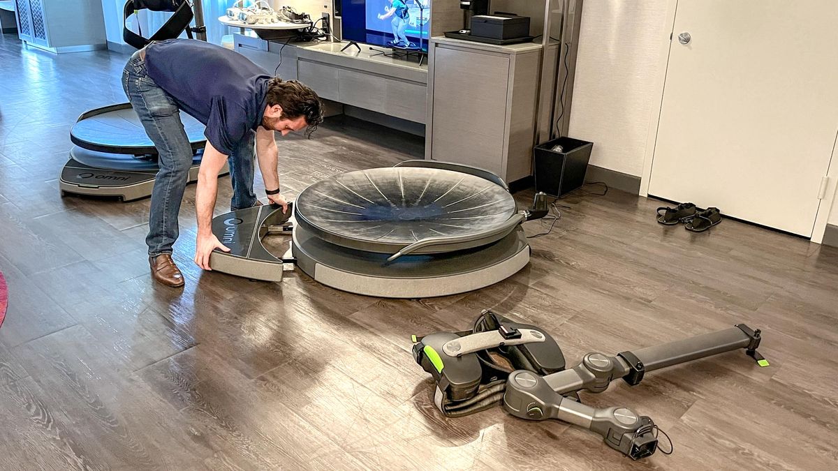 I spent an hour in the Virtuix Omni One full-body VR rig — here's what it feels like | Tom's Guide