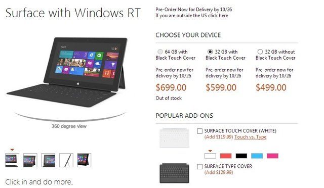 Microsoft reveals pricing of its Surface RT Windows tablet, starts at ...