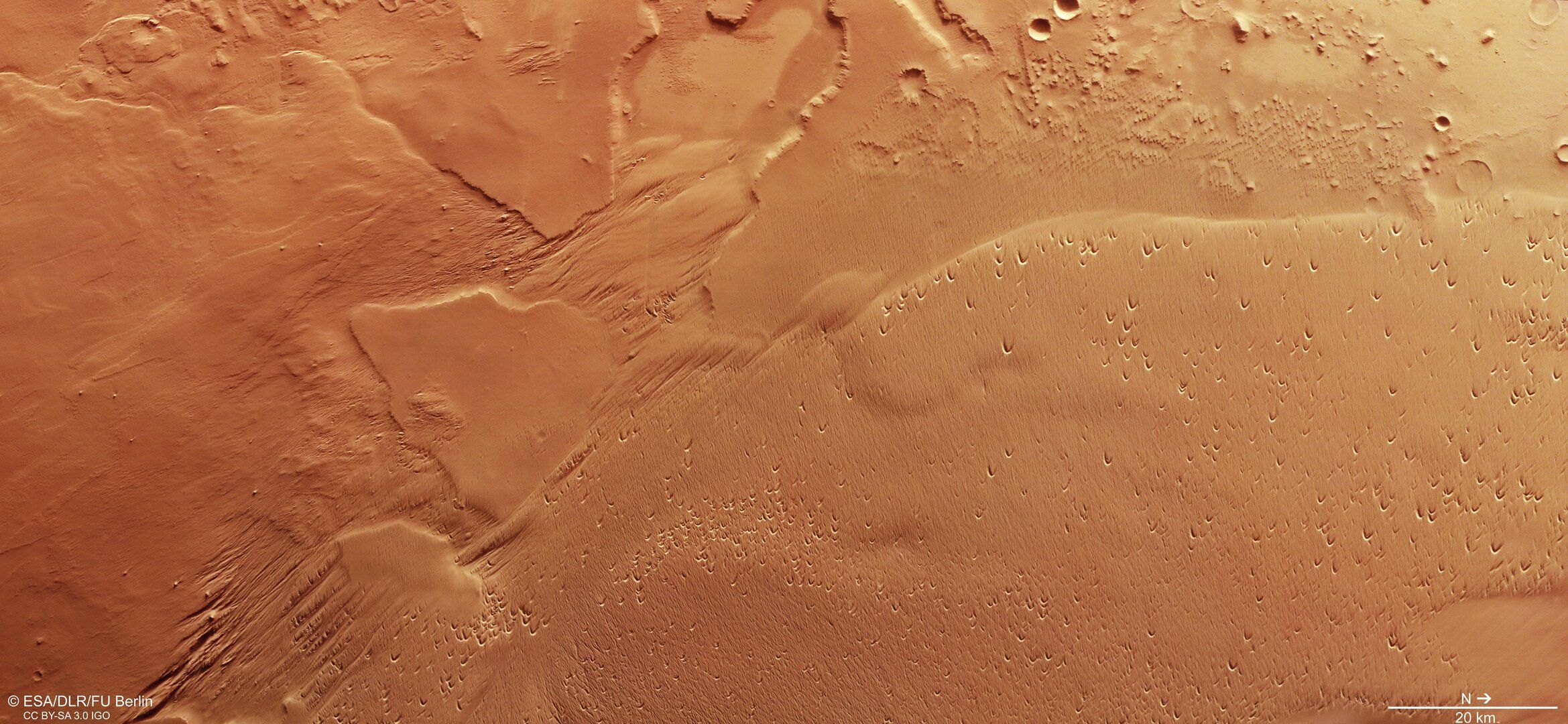 A giant Mars dust pile is sculpted by the wind in this photo by a ...