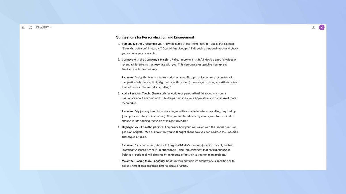 How to use ChatGPT to write a better cover letter | Tom's Guide