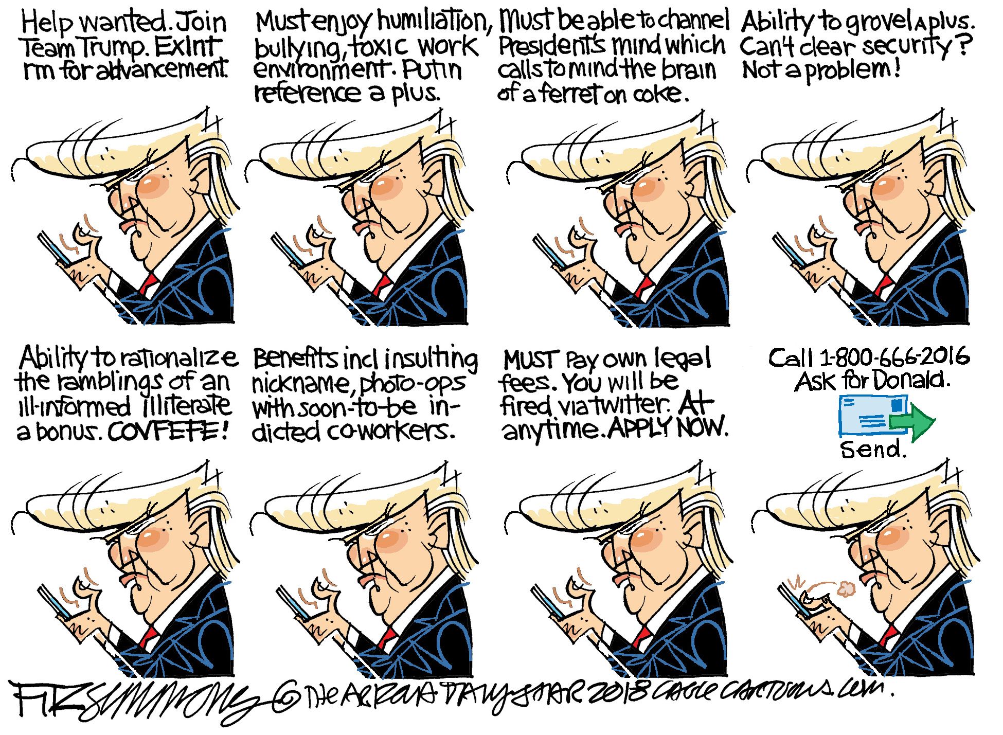 Political cartoon U.S. Trump White House employment revolving door ...