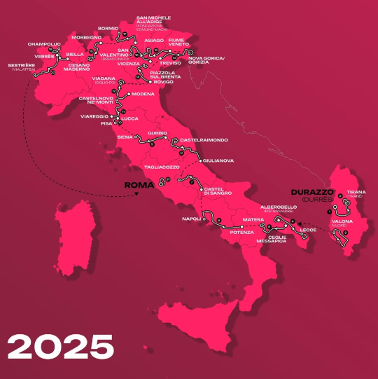 Giro d'Italia 2025 route: white roads, twin time trials and a huge ...