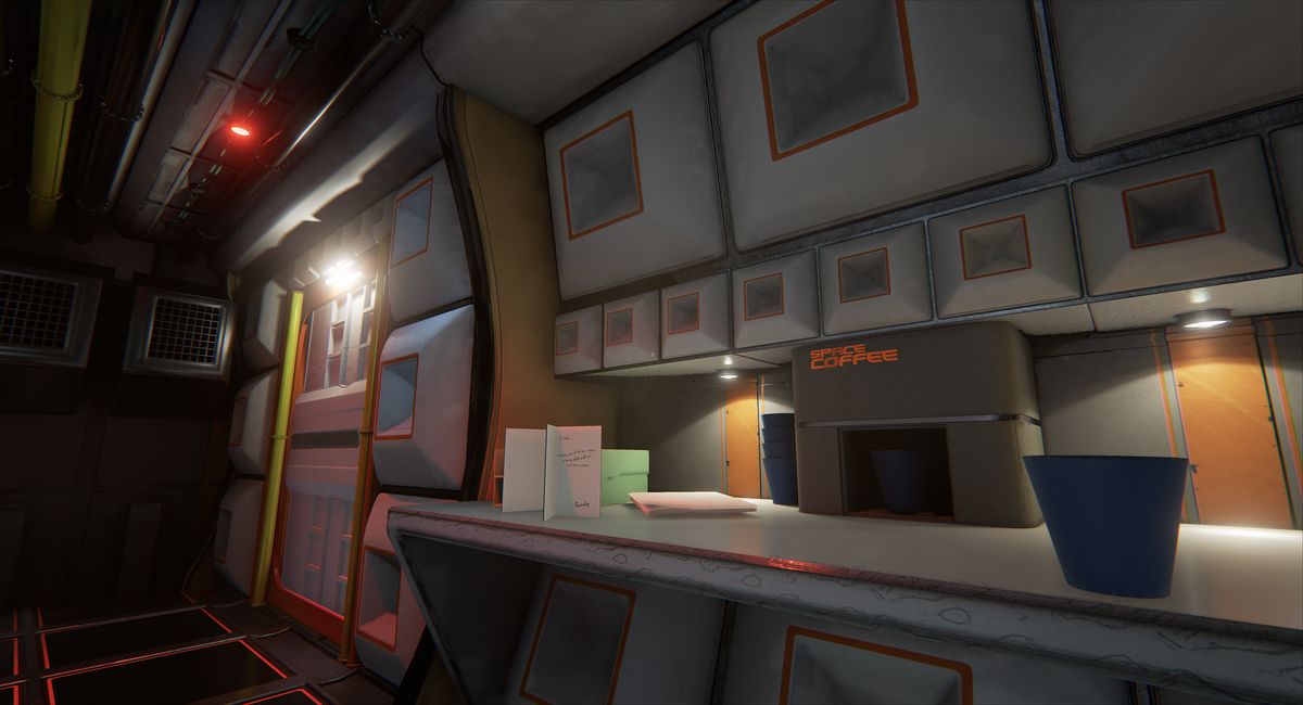 Caffeine trailer shows off spooky sci-fi corridors, empty cups | PC Gamer