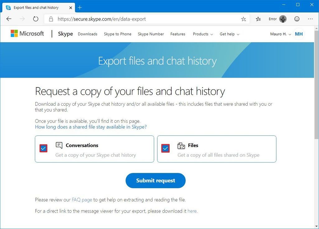 How to download a copy of your Skype chat history on Windows 10 ...