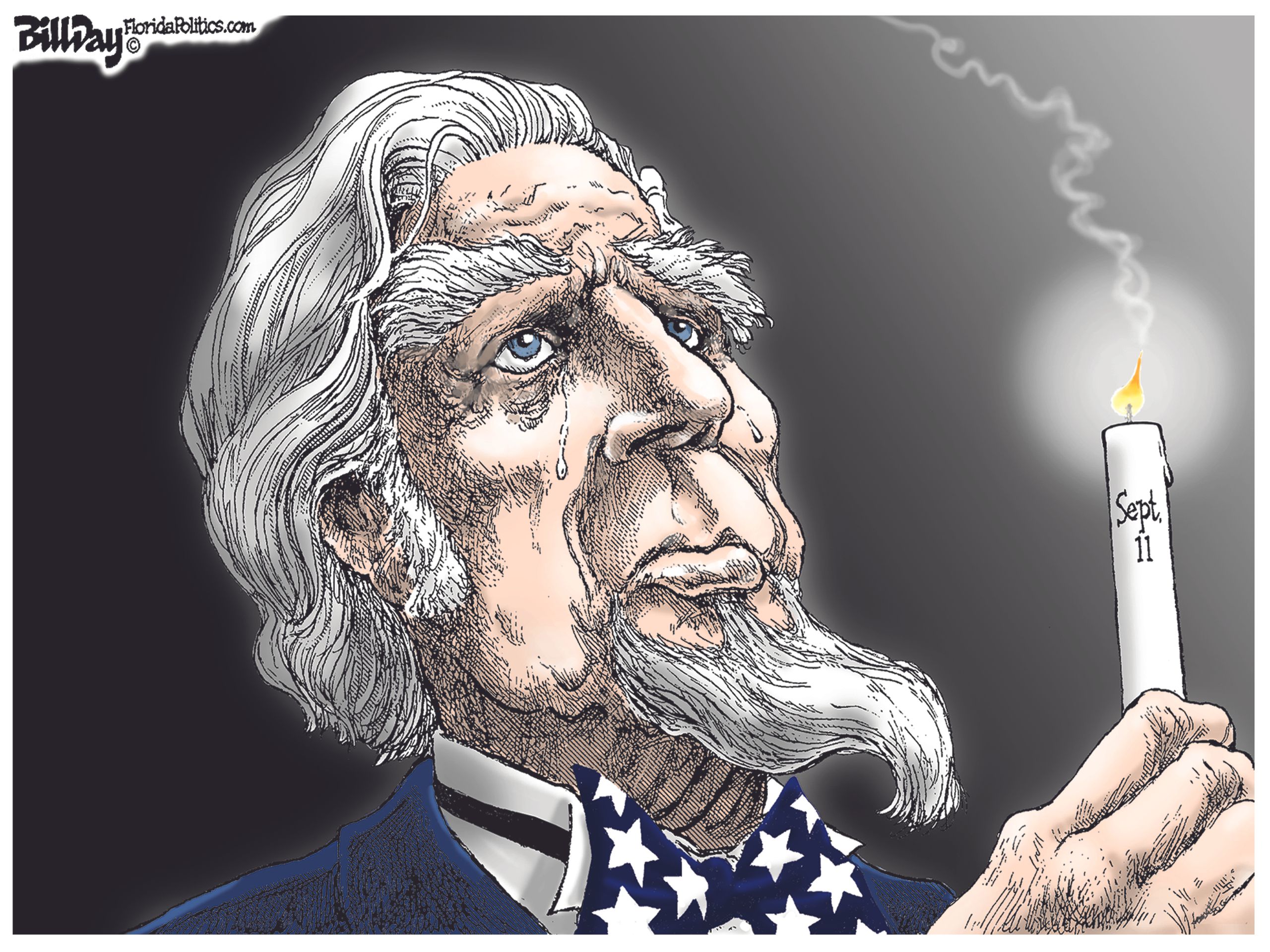 Editorial cartoon U.S. September 11 9-11 Uncle Sam candle remembrance ...