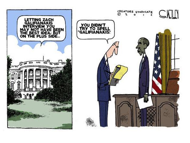 Political cartoon Obama Zach Galifianakis | The Week