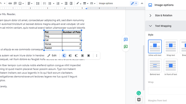 How to wrap text around a table in Google Docs | Laptop Mag