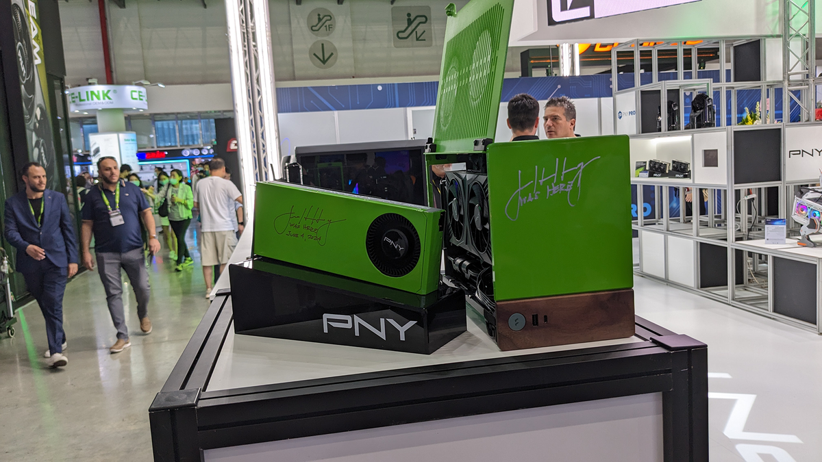 Jensen signs PNY RTX 4070 Super blower card at Computex — proves Nvidia ...