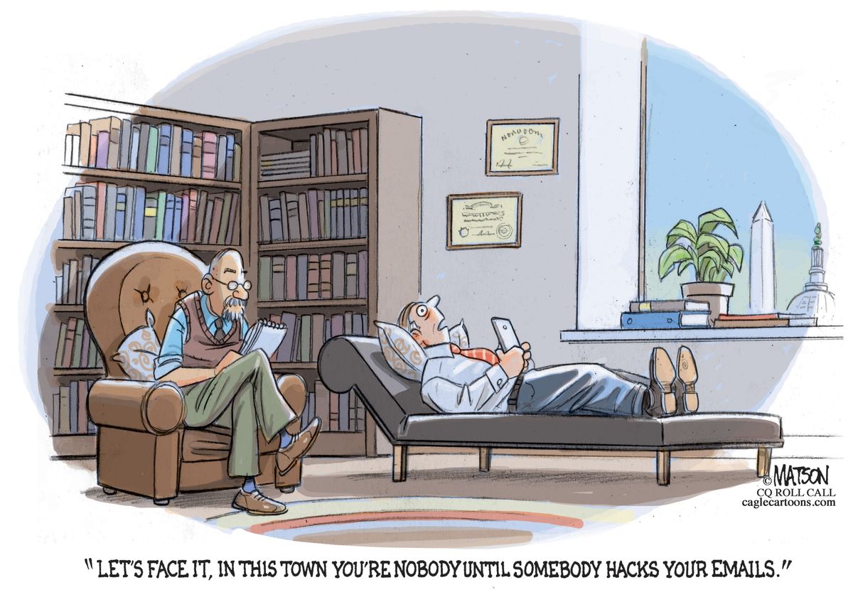 Political cartoon U.S. technology Washington hacked emails | The Week